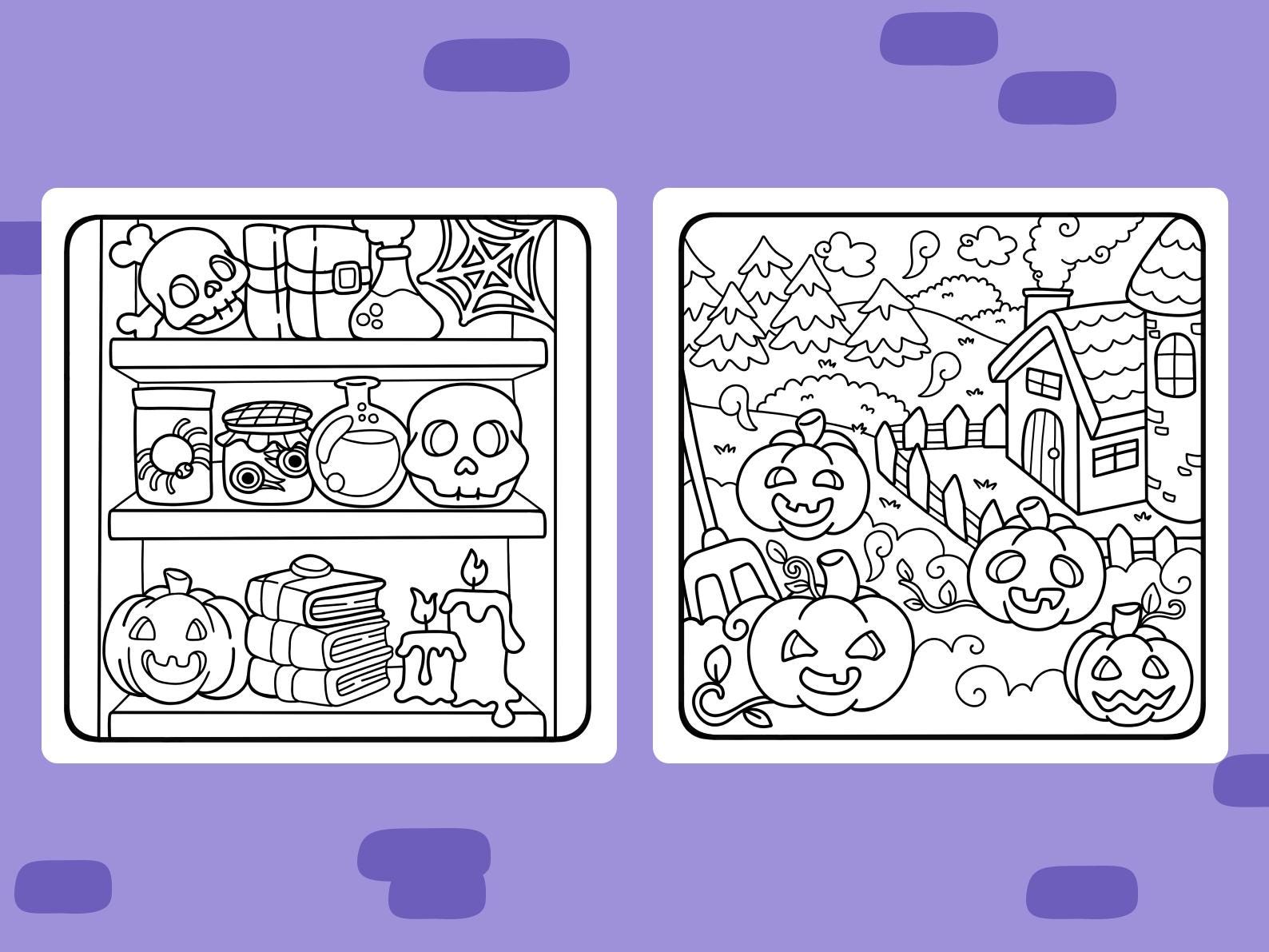 Spooky Cozy Coloring Pages | 10 Printable Coloring Pages | Spooky ...