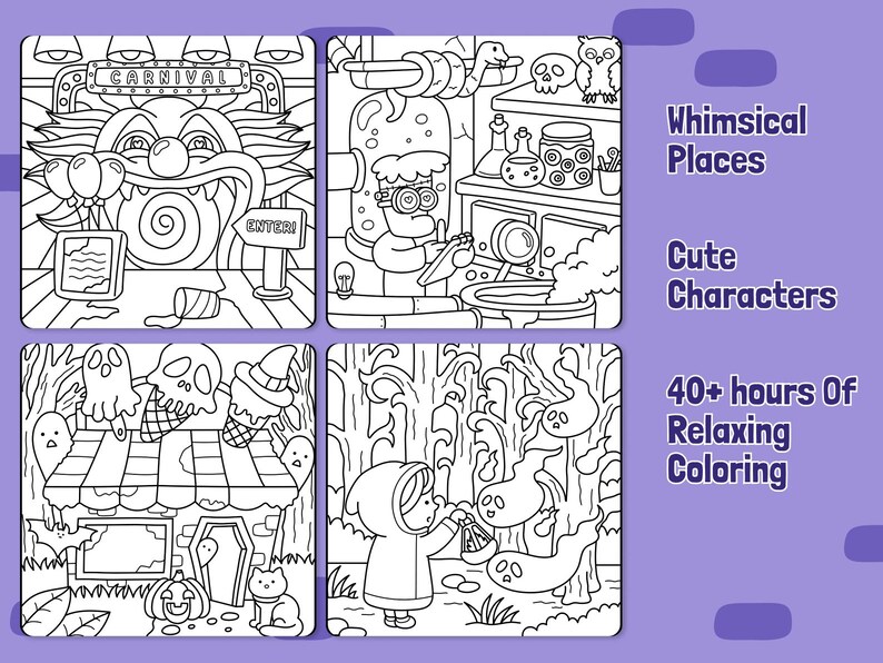 Spooky Cozy Coloring Pages | 10 Printable Coloring Pages | Spooky ...