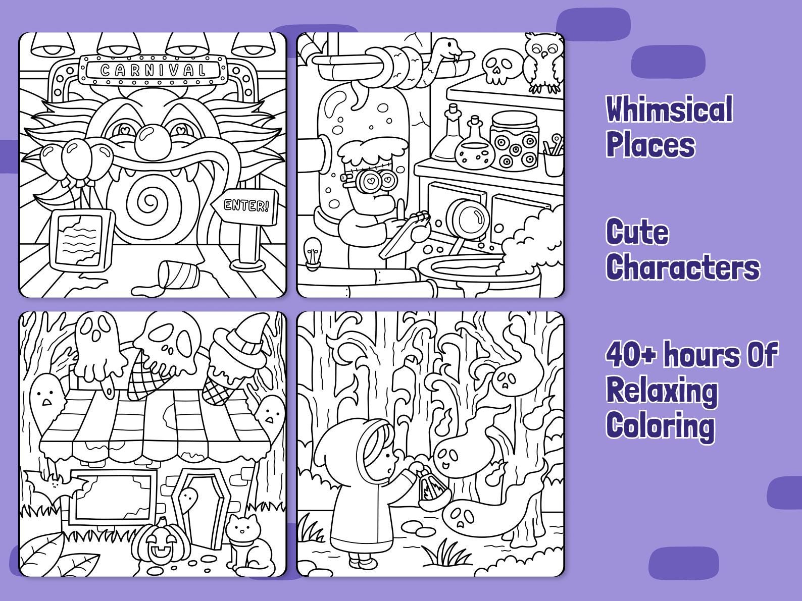 Spooky Cozy Coloring Pages | 10 Printable Coloring Pages | Spooky ...
