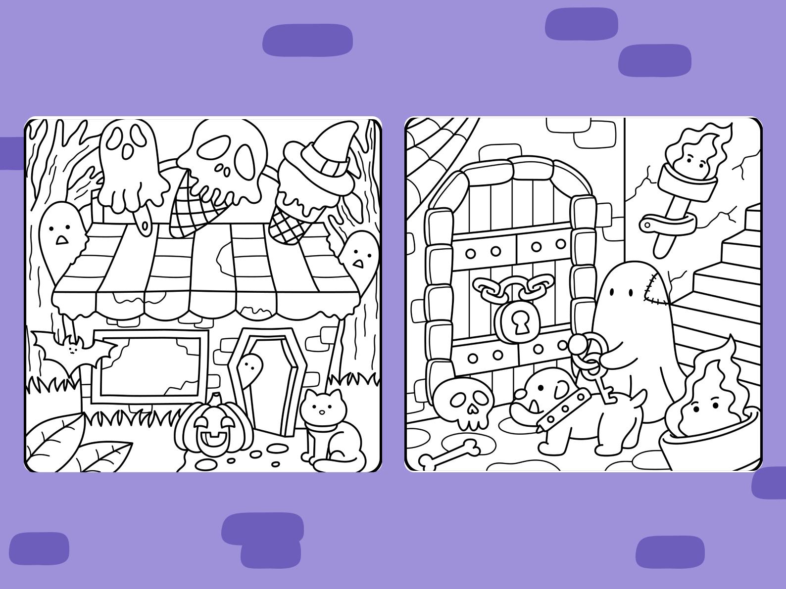 Spooky Cozy Coloring Pages 10 Printable Coloring Pages Spooky Season ...