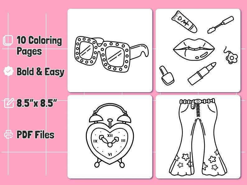 Y2K Nostalgia Coloring Pages | 90s 00s Theme Coloring | 10 Printable ...