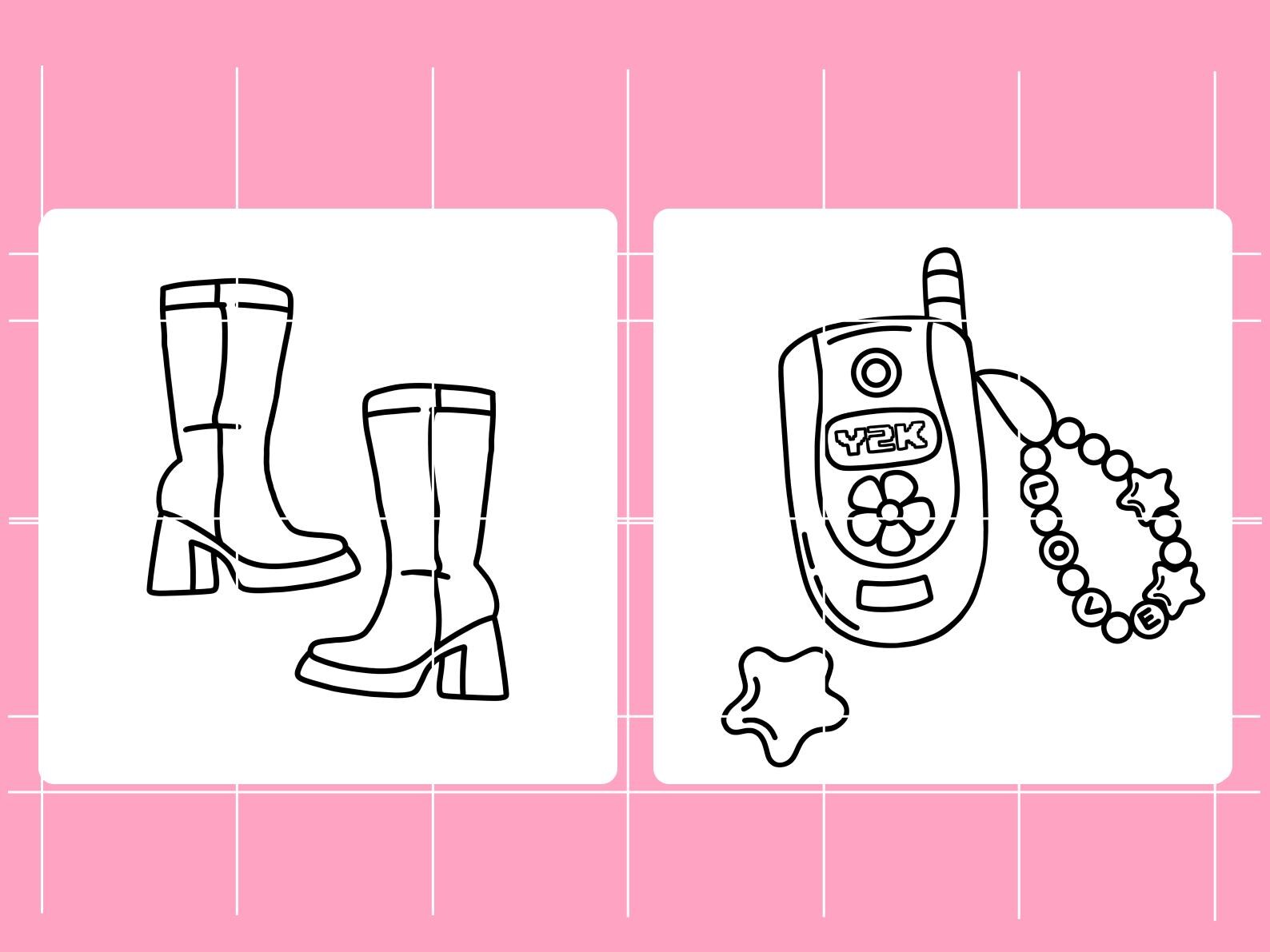 Y2K Nostalgia Coloring Pages: 10 Retro 2000s Designs (instant Download ...