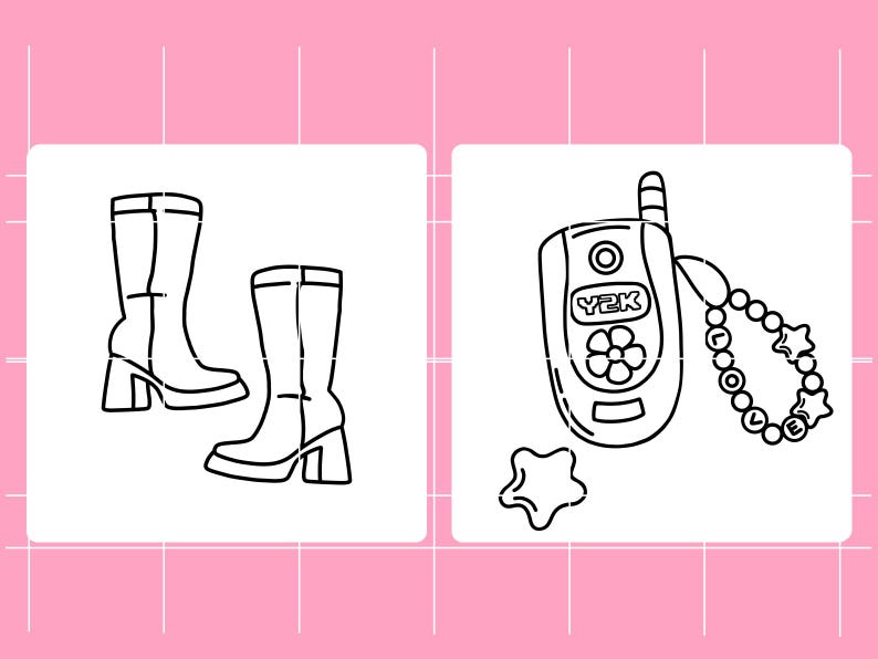 Y2K Nostalgia Coloring Pages | 90s 00s Theme Coloring | 10 Printable ...