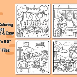 Cozy Kawaii Coloring Pages: 10 Printable Hygge Designs (PDF) - Etsy