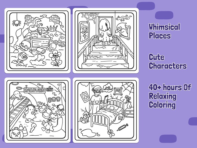 Spooky Cozy Coloring Pages | 10 Printable Coloring Pages | Spooky ...