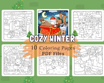 Cozy Christmas Coloring Pages: 15 Hygge Winter Scenes (digital Download ...