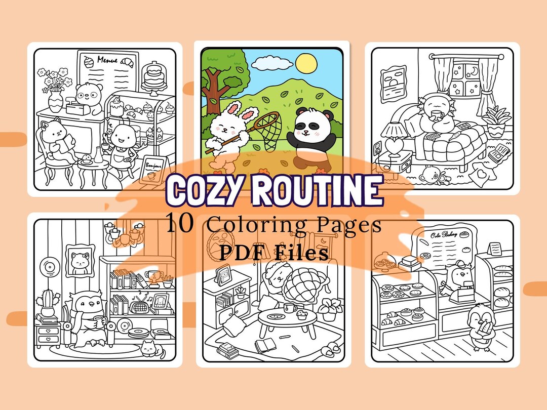 Cozy Hygge Coloring Pages | 10 Printable Coloring Pages | Cozy Season ...