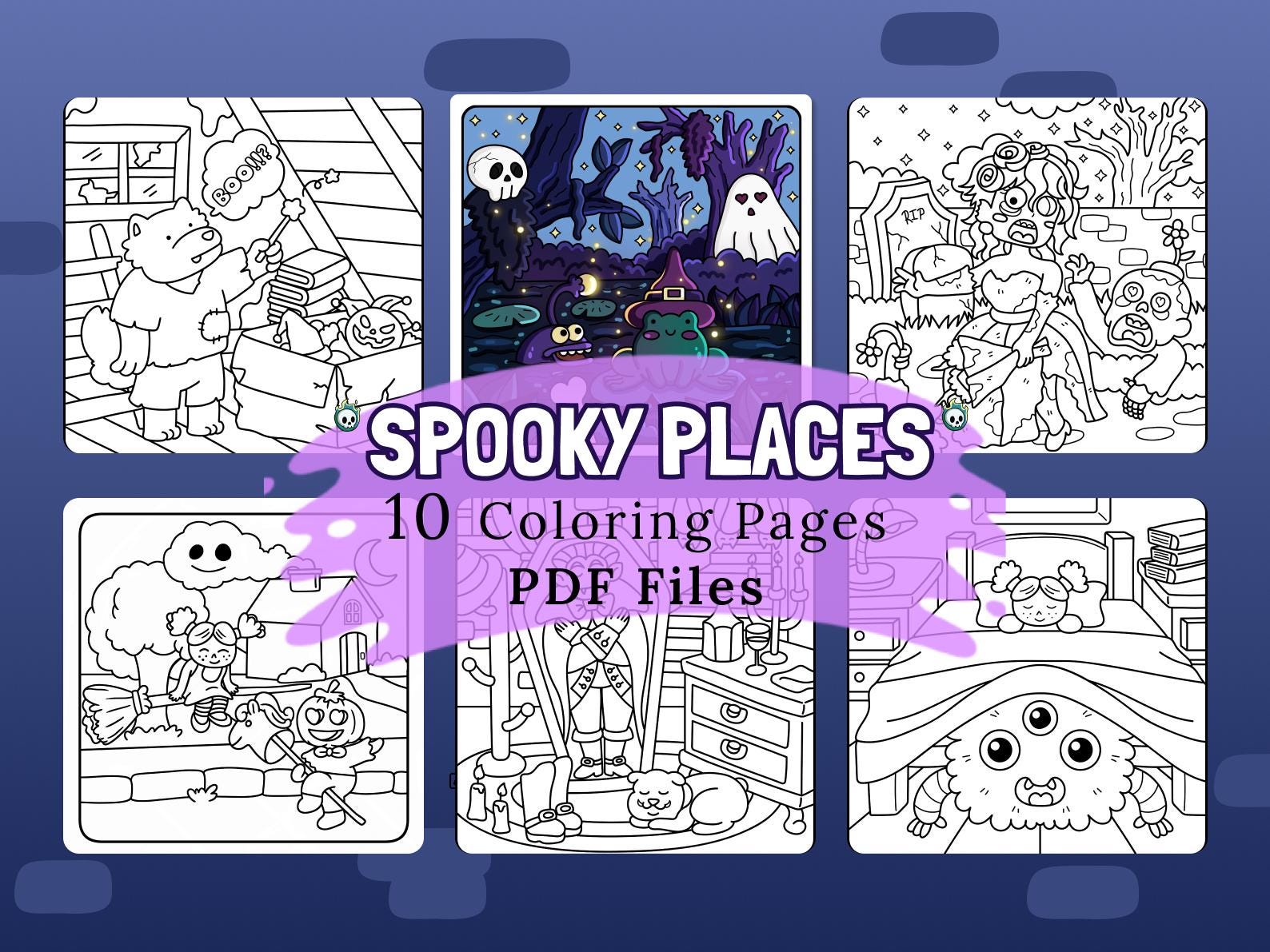 Spooky Cozy Coloring Pages 10 Printable Coloring Pages Spooky Season ...