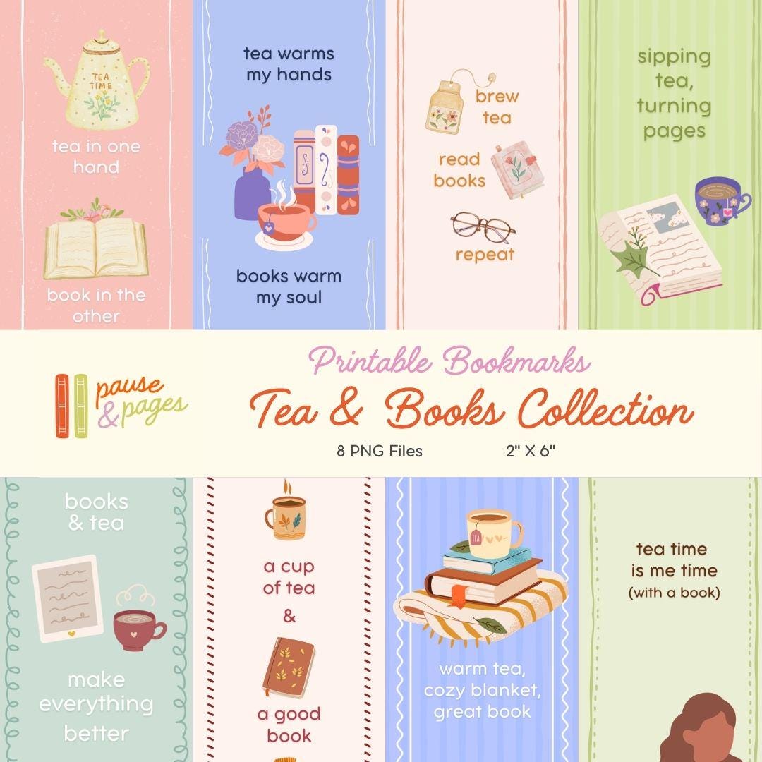 Tea & Book Printable Bookmarks | Cozy Aesthetic (digital Download) - Etsy