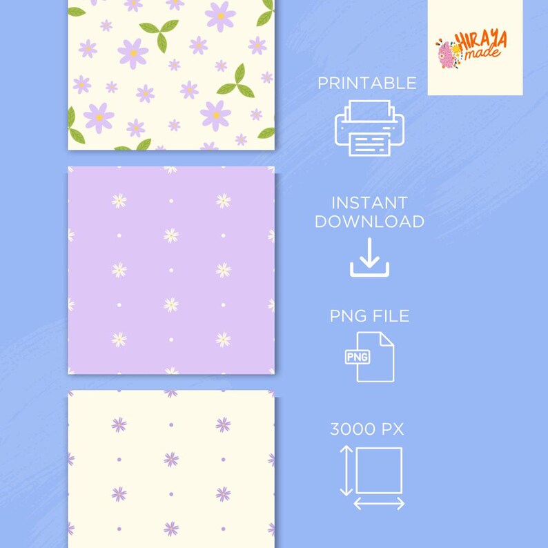 Lavender Floral Digital Paper Pack Seamless Patterns for Scrapbooking ...
