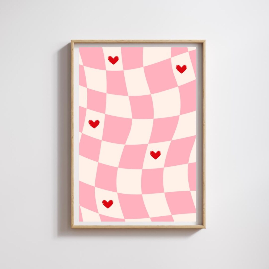 Valentines Day Print, Love Prints, Checkered Heart Print, Valentines ...