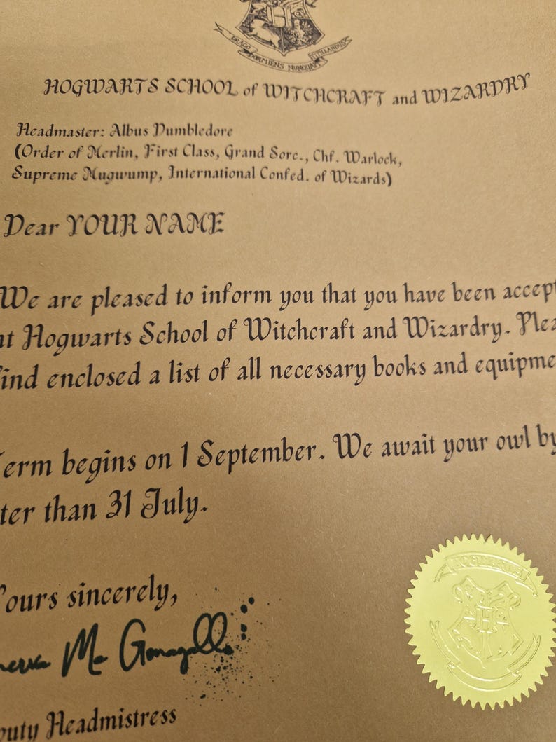 Acceptance Letter School of Witchcraft and Wizardry, Personalized. Mara ...