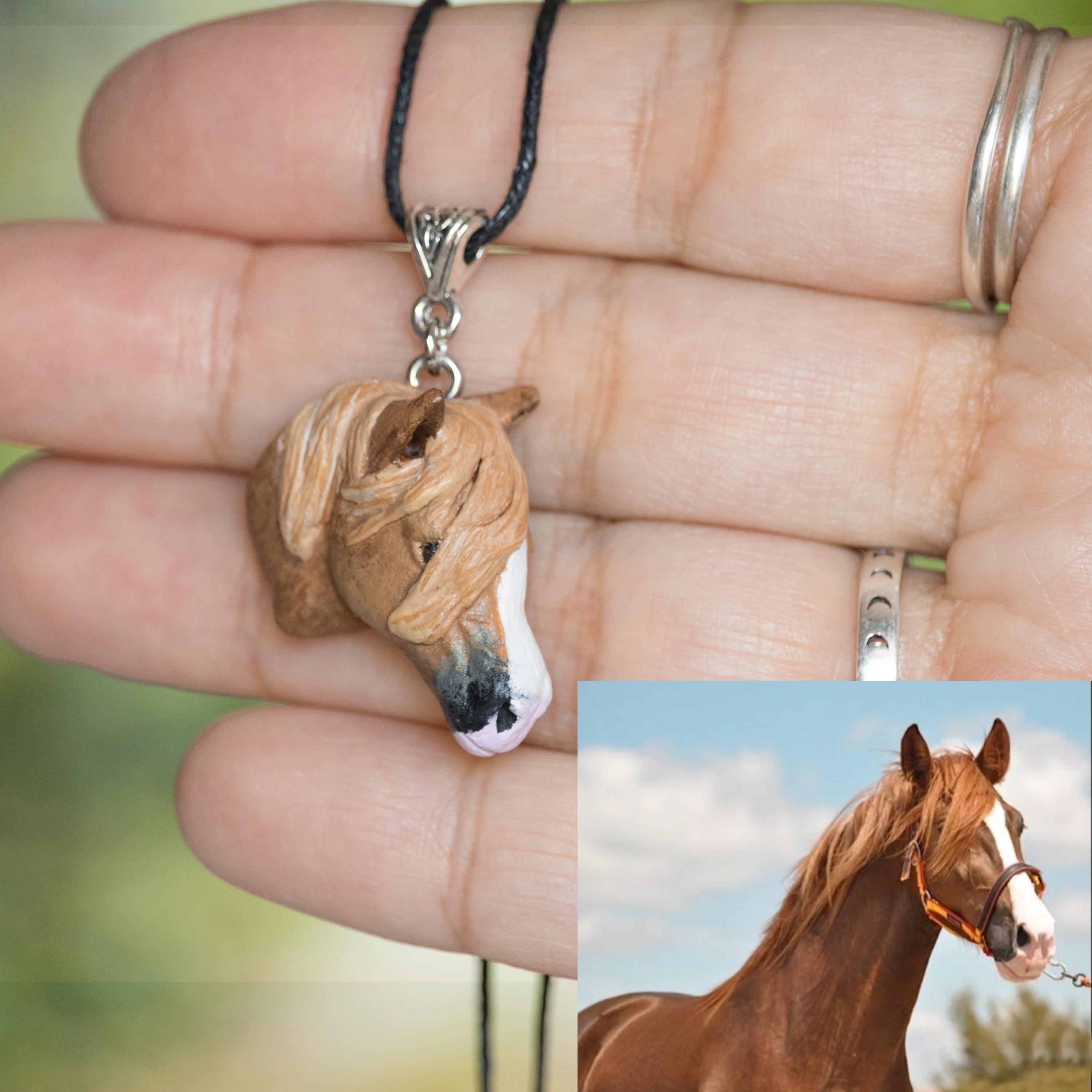 Custom Horse Necklace, Personalized Miniature Chestnut Horse Pendant ...