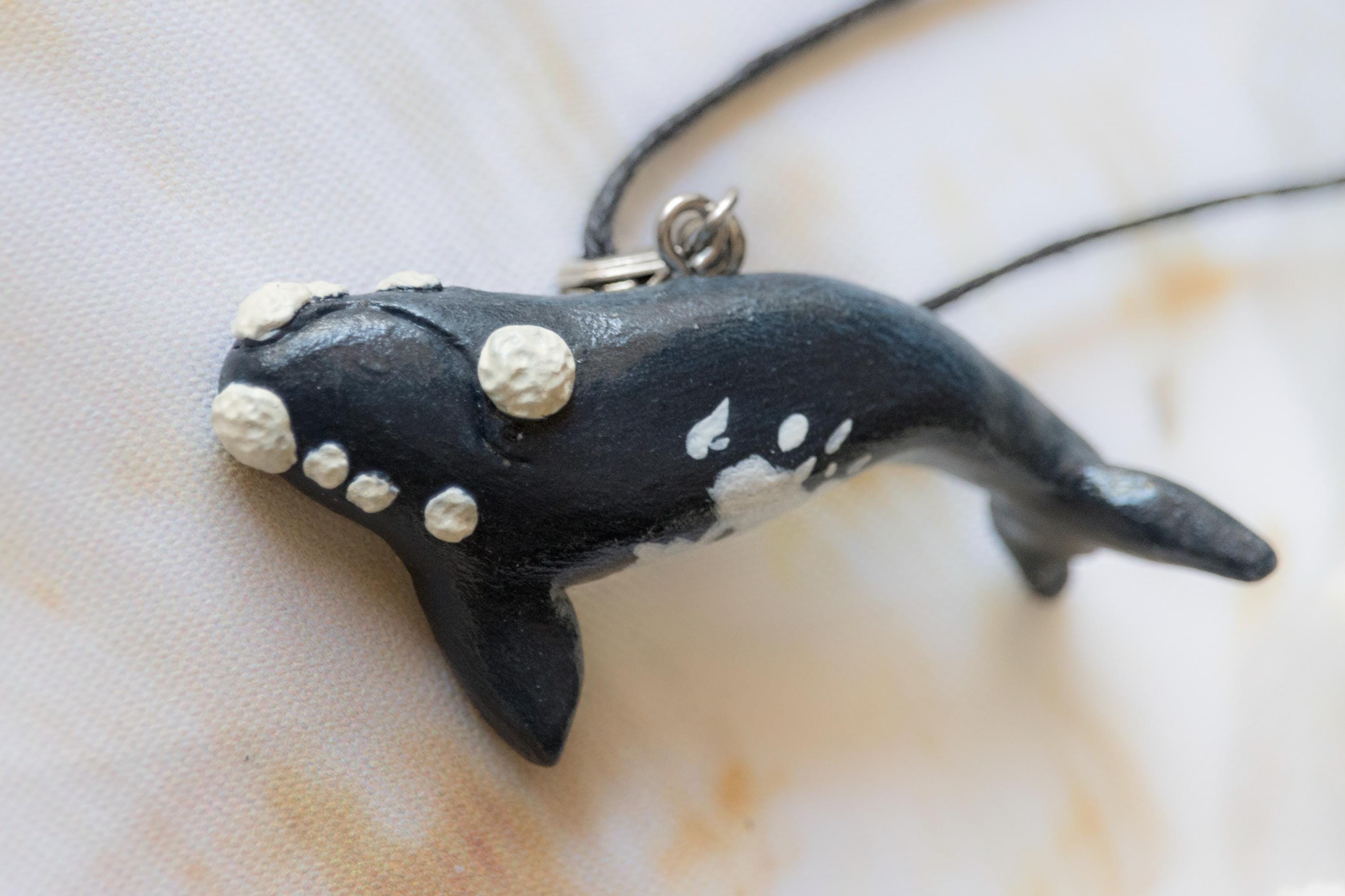 Right Whale Original Pendant on Polymer Clay, Ocean Blue Animal Themed ...