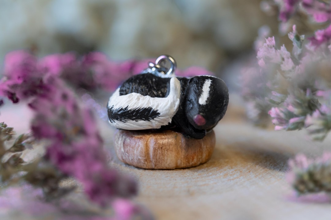 Sleeping Skunk Necklace, Cute Forest Animal Clay Pendant, Nature ...