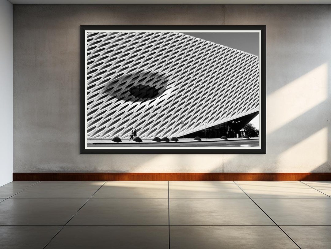 The Broad in Los Angeles, Black and White Unframed Giclee Print ...