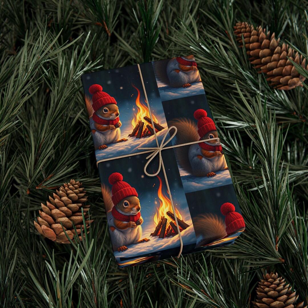 Cozy Squirrel Campfire Wrapping Paper - Etsy