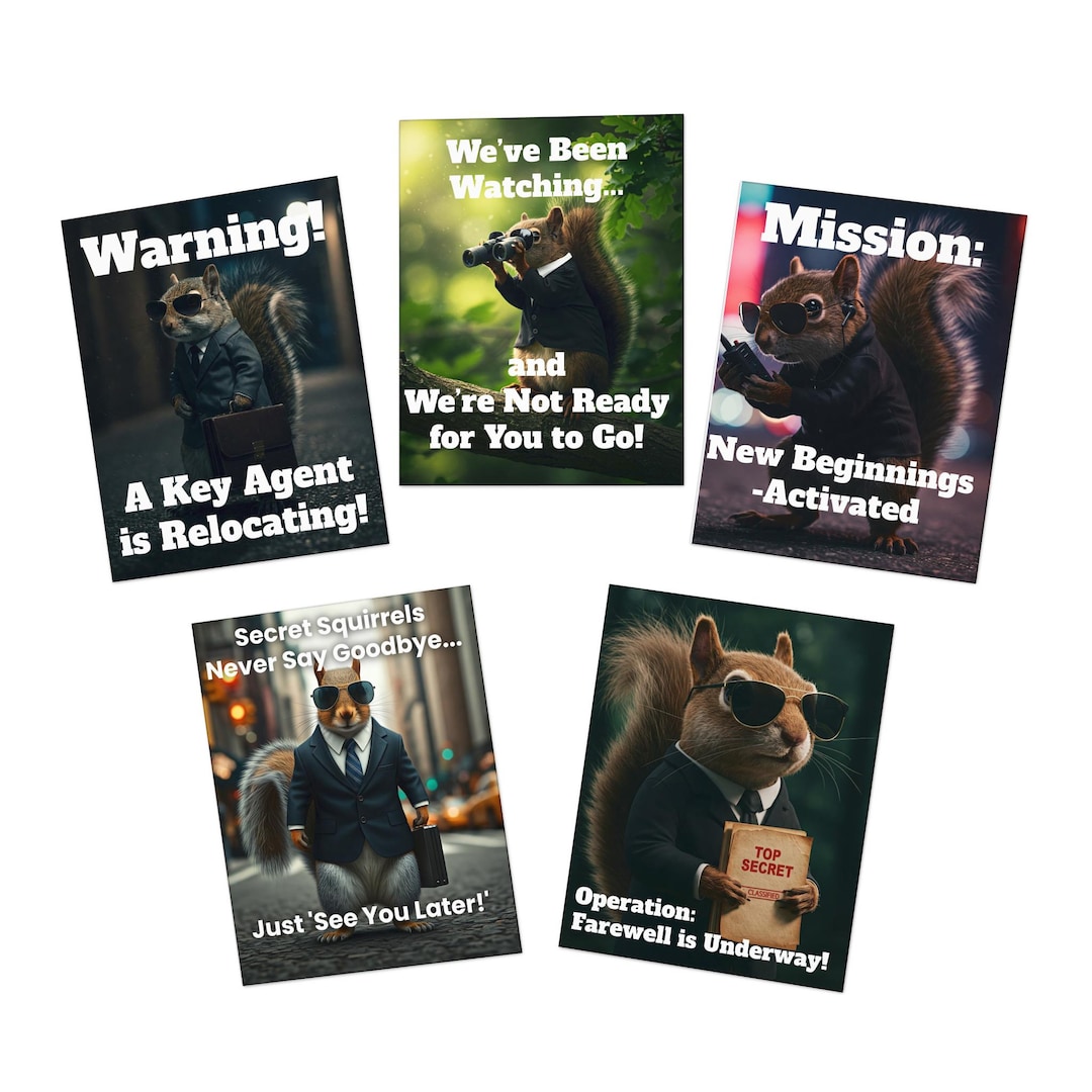 Secret Squirrel Farewell: Hilarious Moving & Goodbye Cards - 5 Pack - Etsy