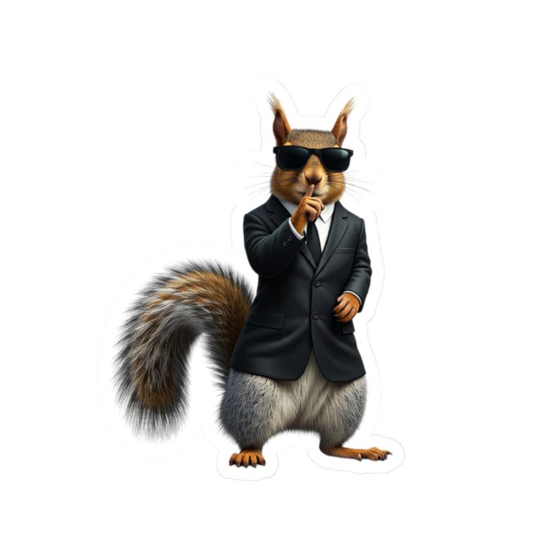 Secret Agent Squirrel Kiss-cut Sticker - Fun and Whimsical Vinyl Decal ...