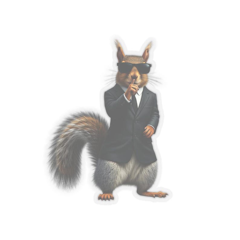 Secret Agent Squirrel Kiss-cut Sticker - Fun and Whimsical Vinyl Decal ...