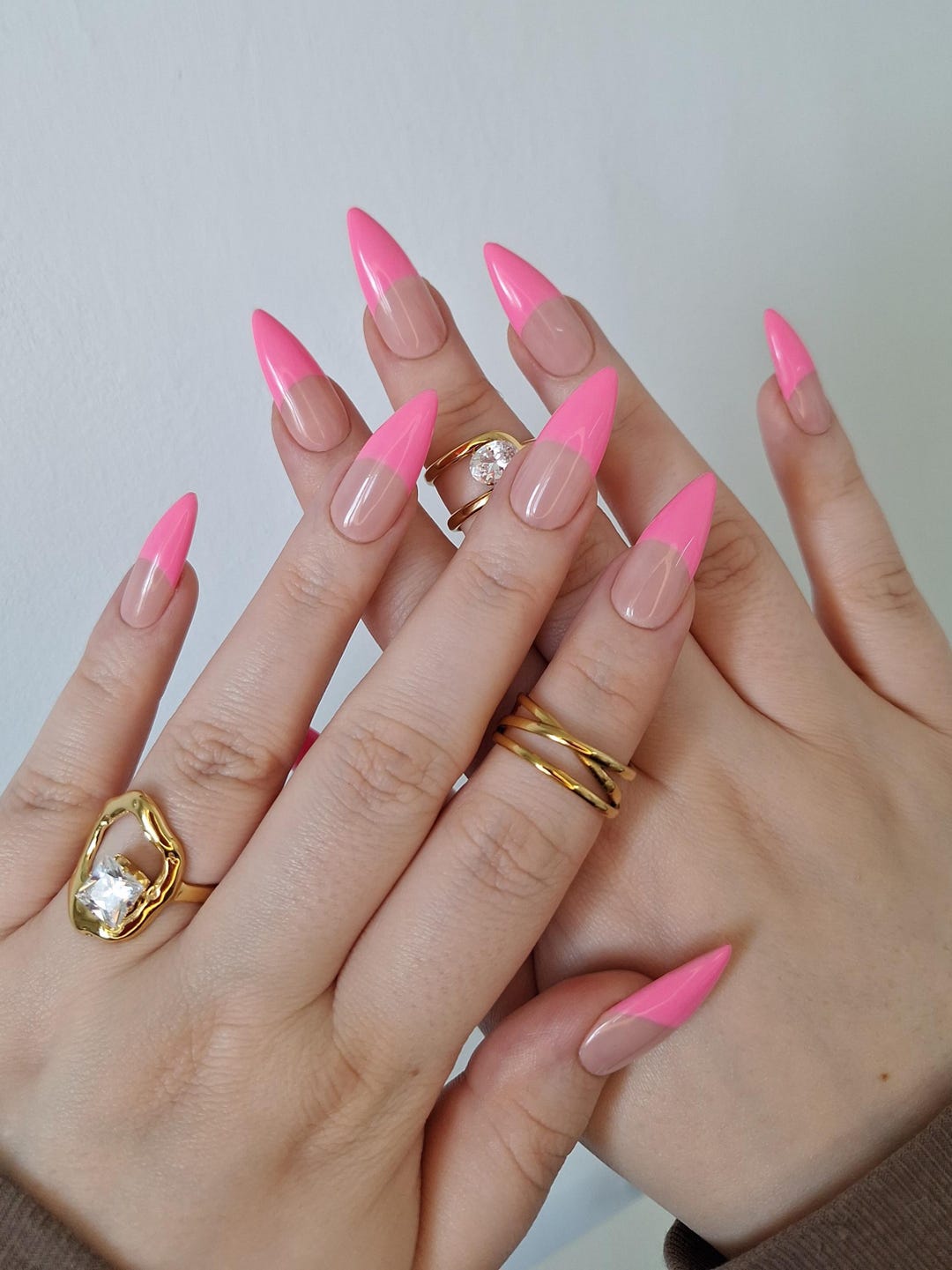 Handmade 90s Thick French Tip Press on Nails - Custom Color - Etsy