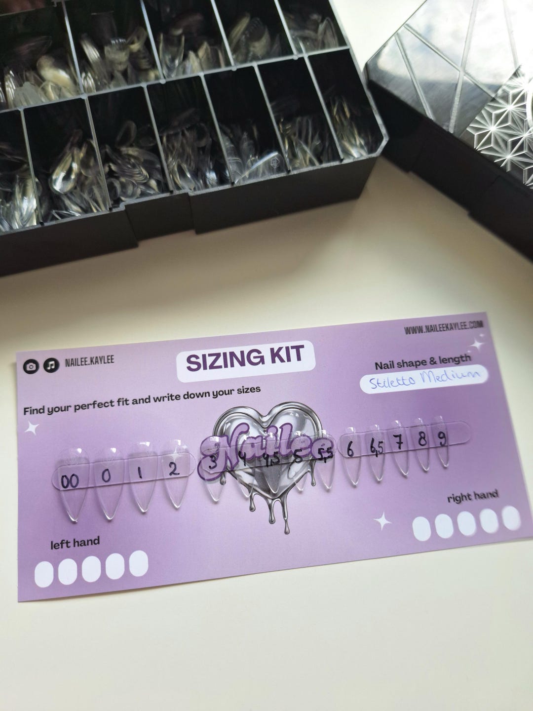 Sizing Kit Press Ons Nails - Almond, Square, Round, Stiletto, Coffin ...