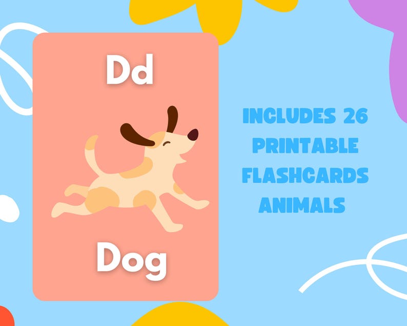 26 English Animal Alphabet Printable Flashcards, English Children's ...