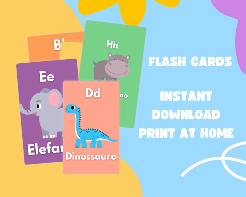 23 Portuguese Animal Alphabet Printable Flashcards, Portuguese Children ...
