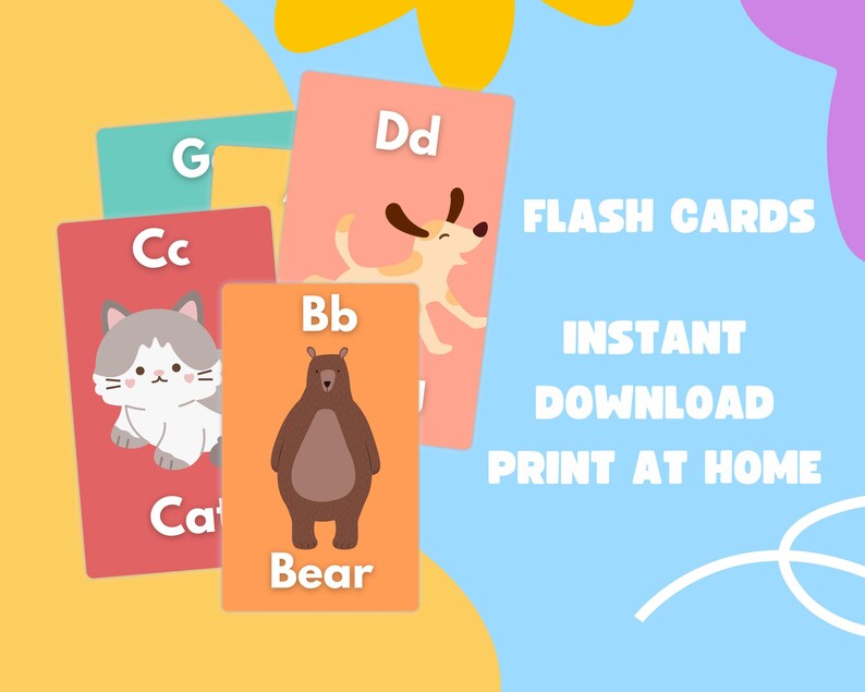 26 English Animal Alphabet Printable Flashcards, English Children's ...