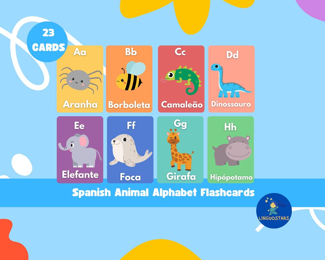 23 Portuguese Animal Alphabet Printable Flashcards, Portuguese Children ...