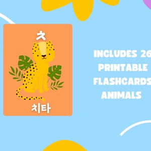 14 Korean Animal Alphabet Printable Flashcards, Korean Children's ...