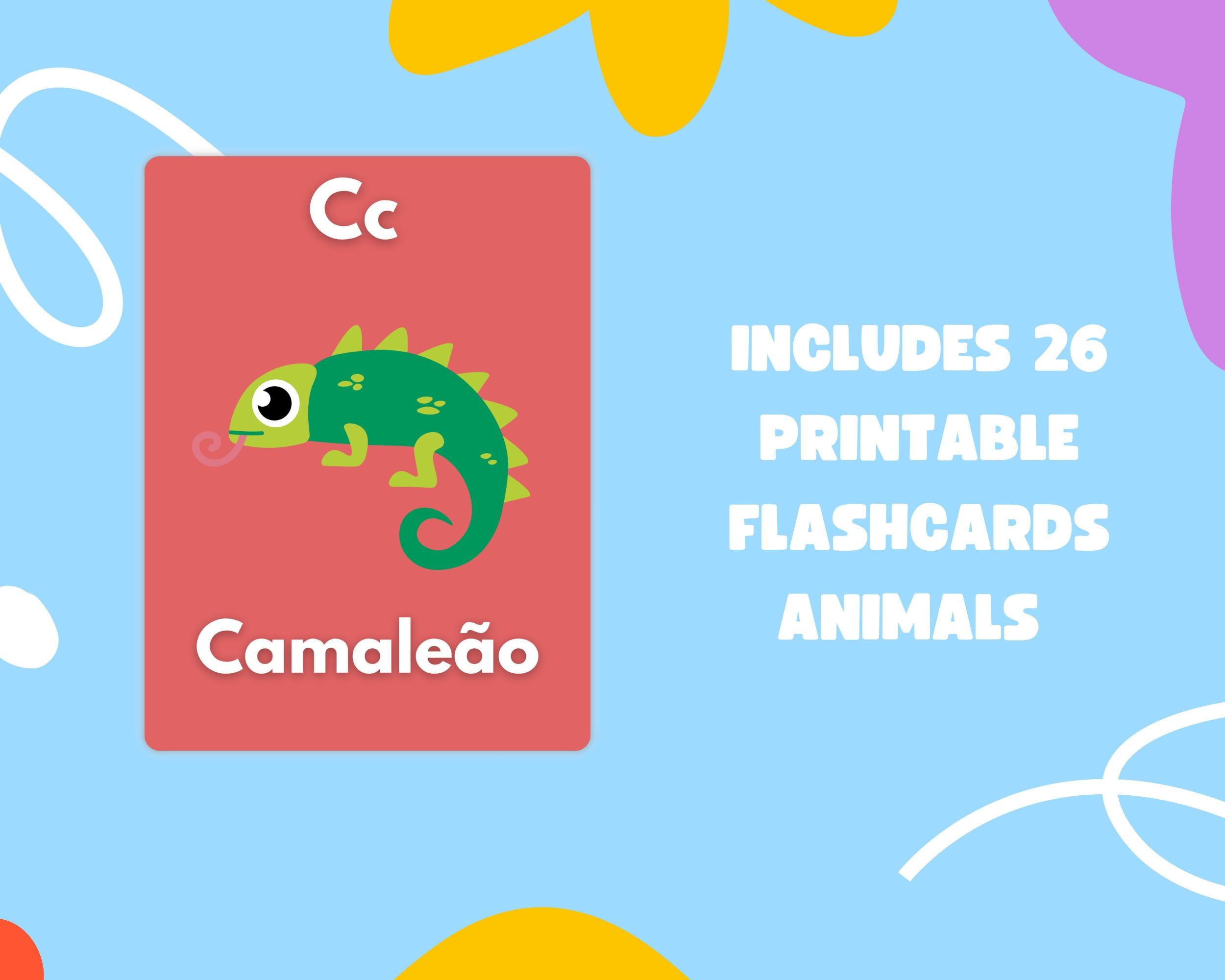 23 Portuguese Animal Alphabet Printable Flashcards, Portuguese Children ...