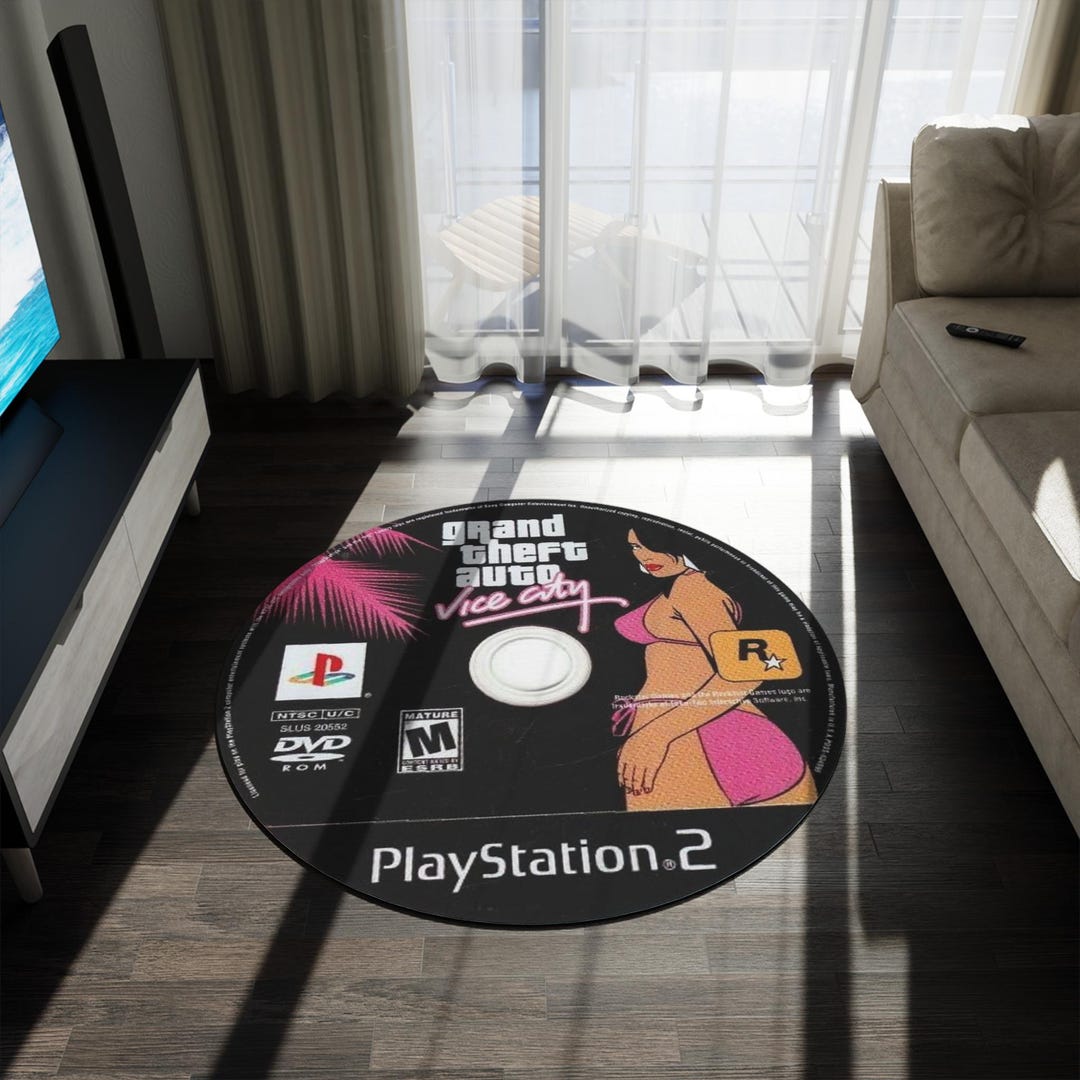 GTA Vice City Round Rug, Video Game Area Rug, Retro Gaming Decor ...