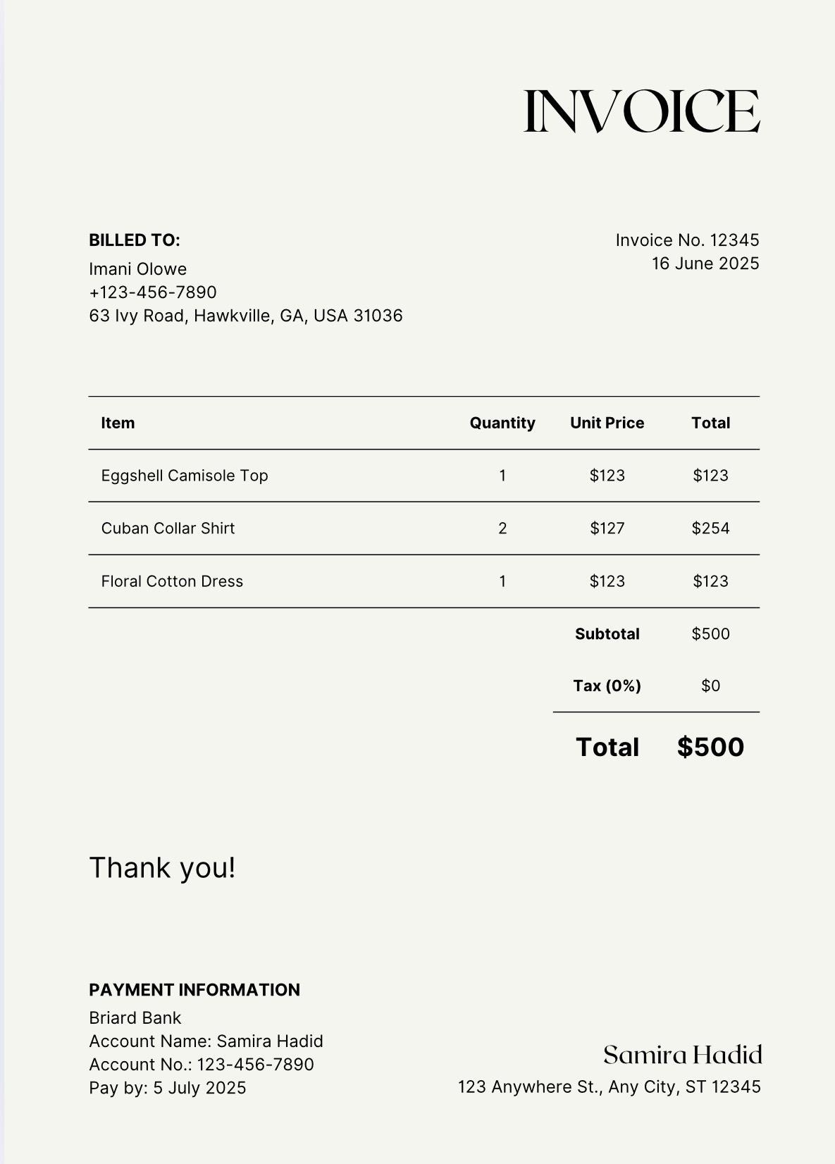 Invoice Template - Etsy