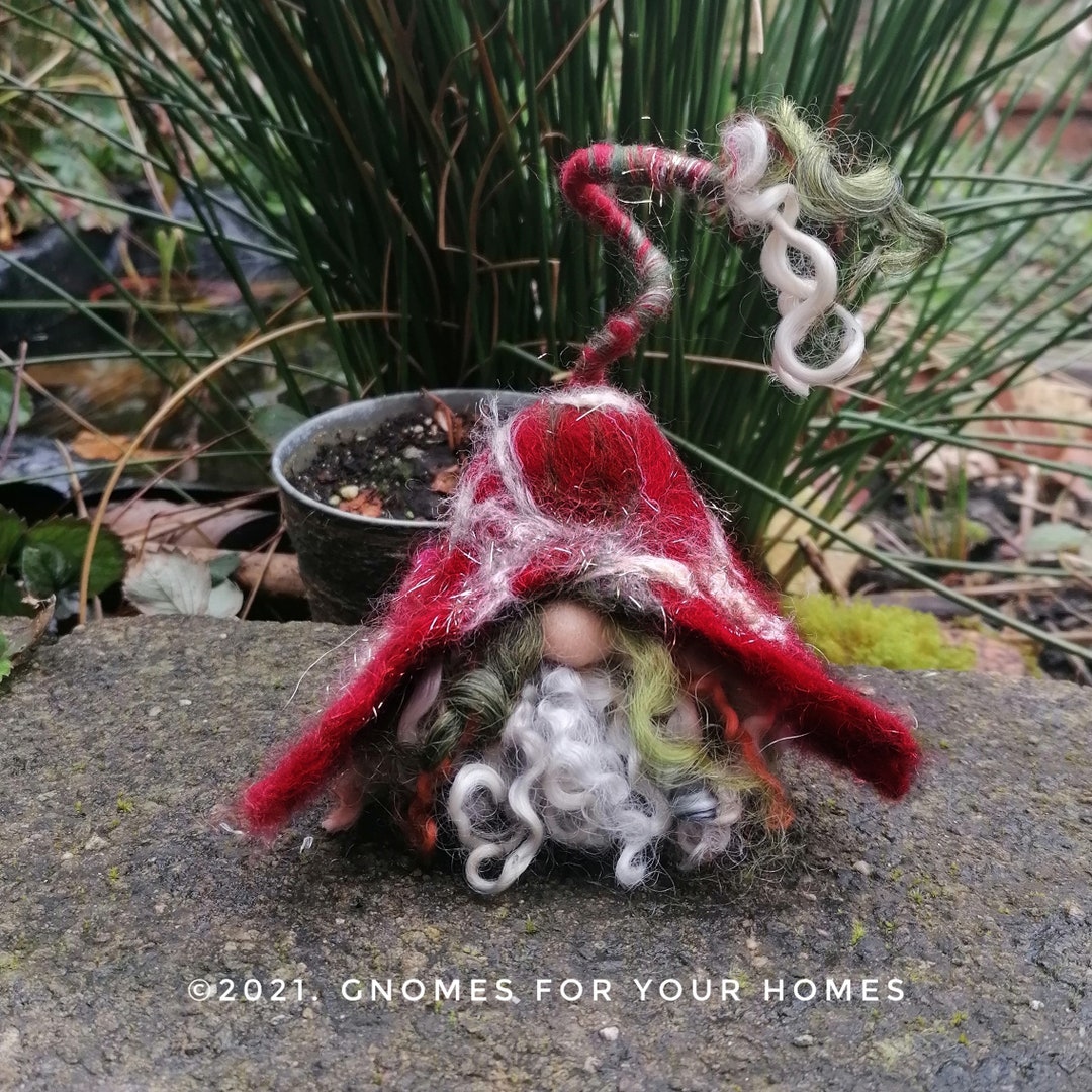 Made to Order, Needle Felted Gnome: Red Amanita Hat, Woodland Sprout ...