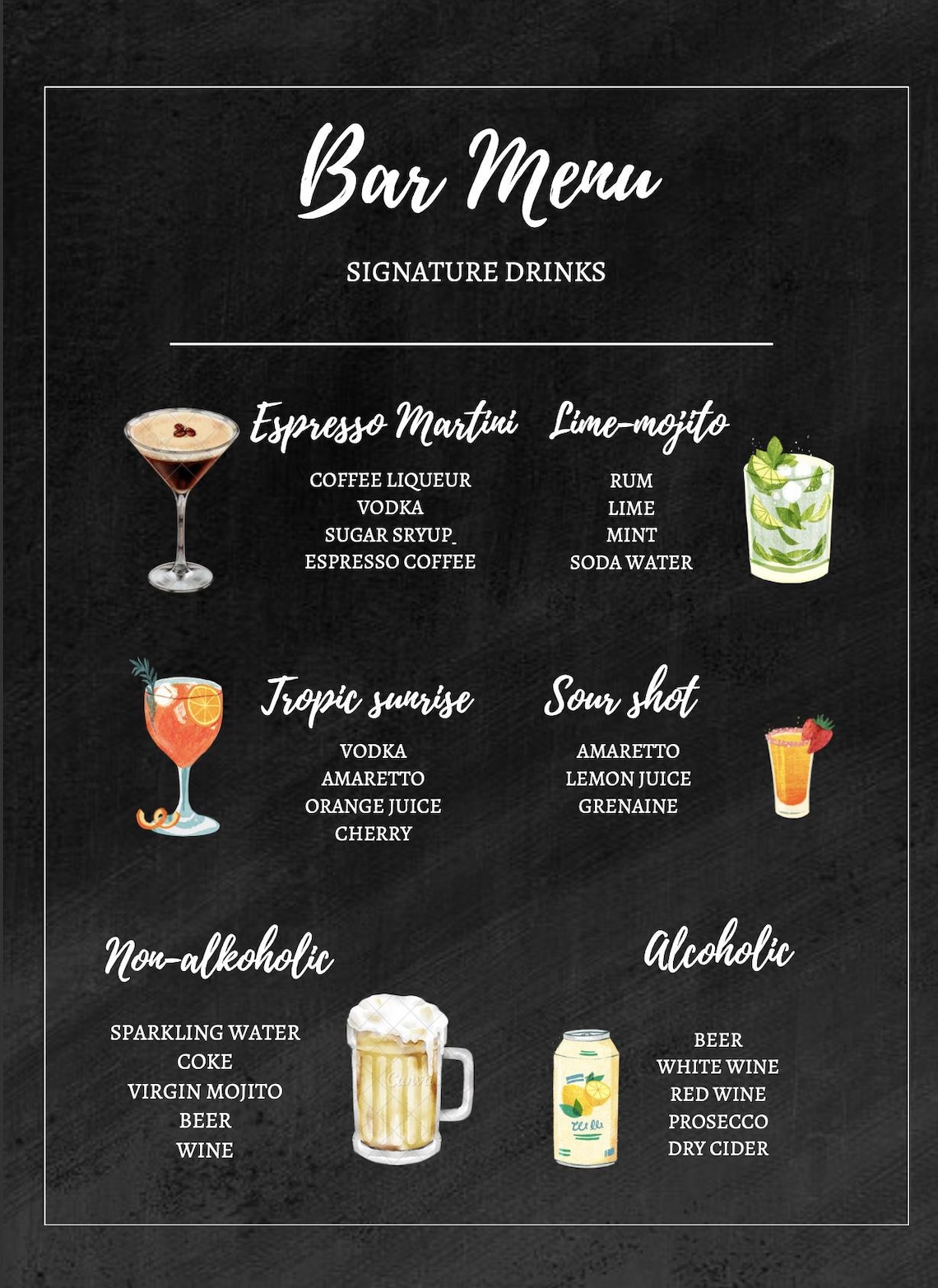 Event Drinks Menu - Etsy