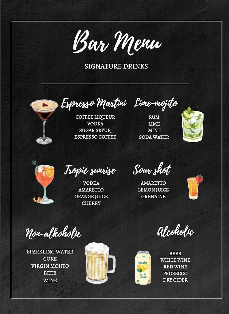 Event Drinks Menu - Etsy