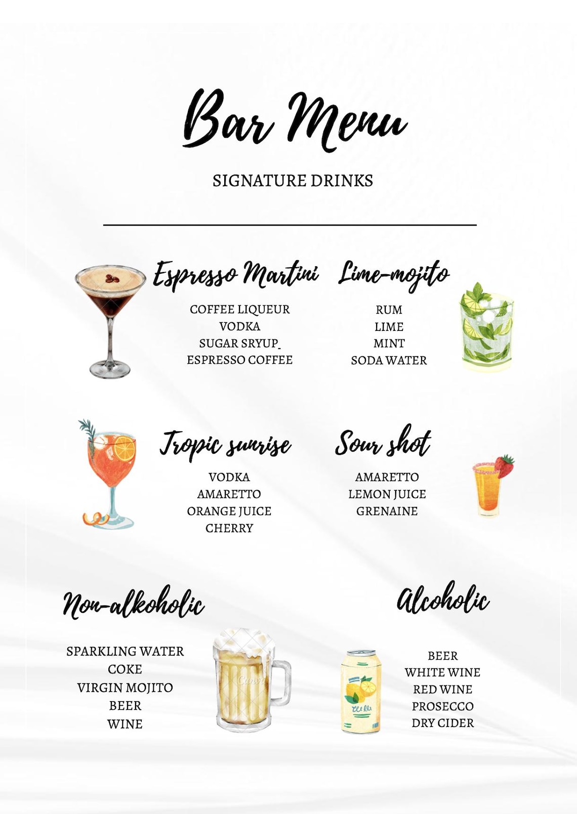Event Drinks Menu - Etsy