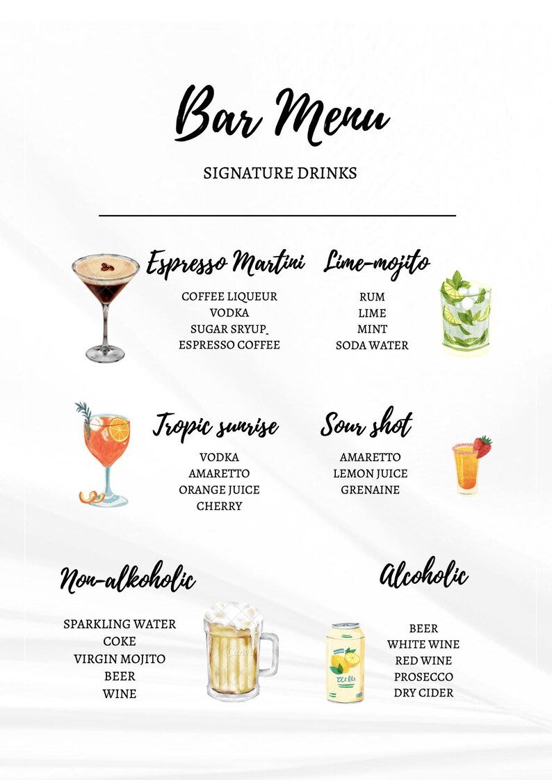 Event Drinks Menu - Etsy
