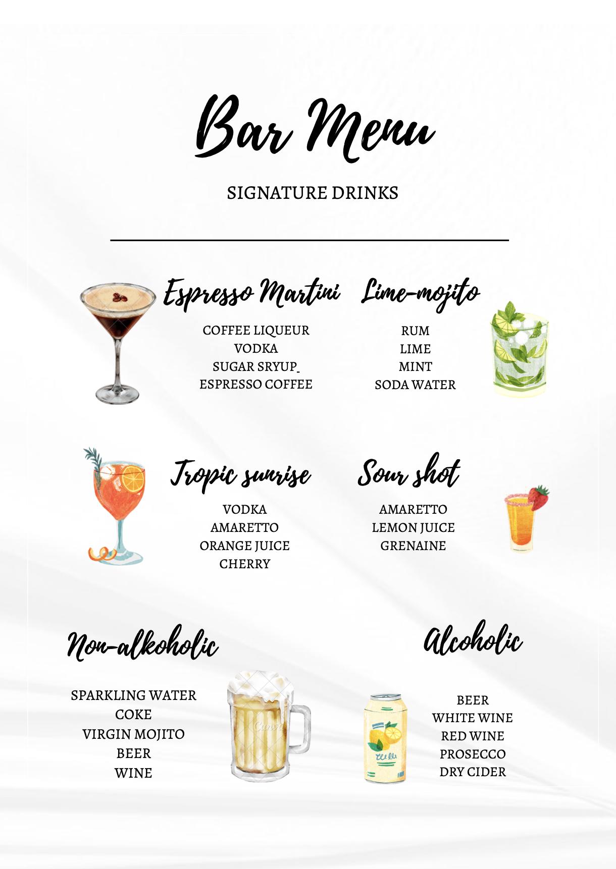 Event Drinks Menu - Etsy