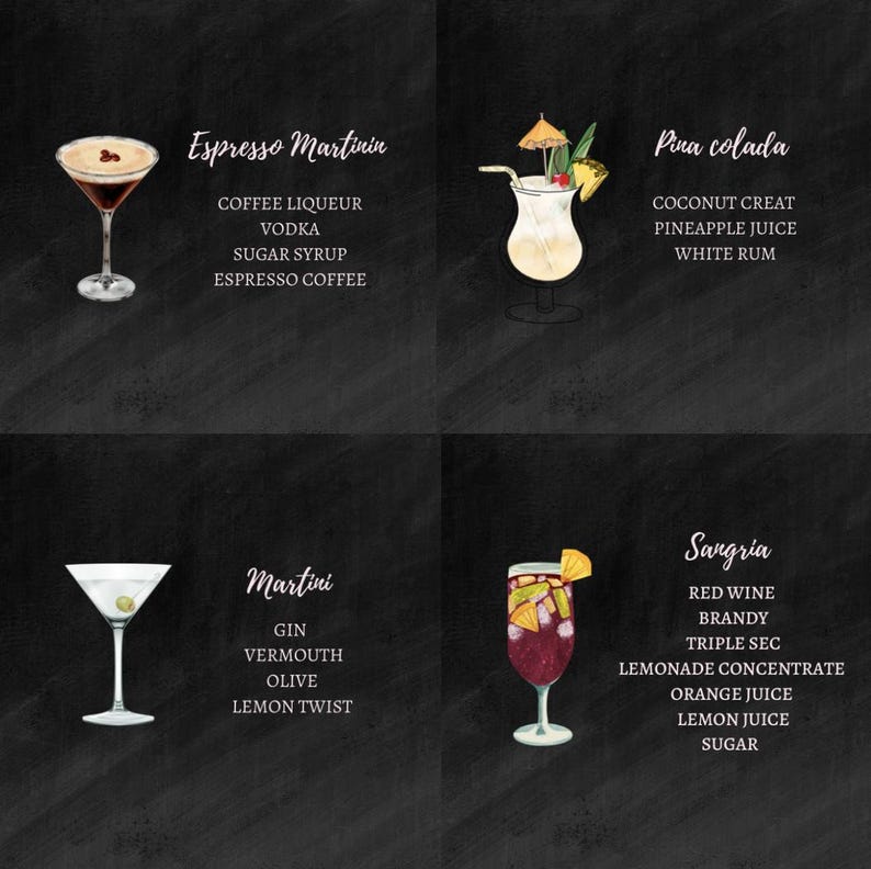 Event Drinks Menu - Etsy