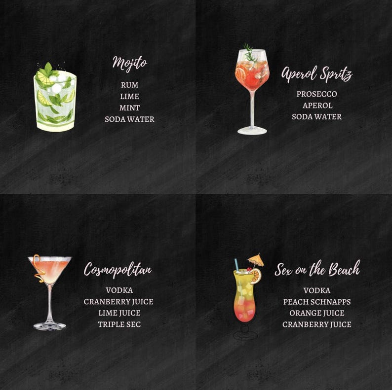 Event Drinks Menu - Etsy