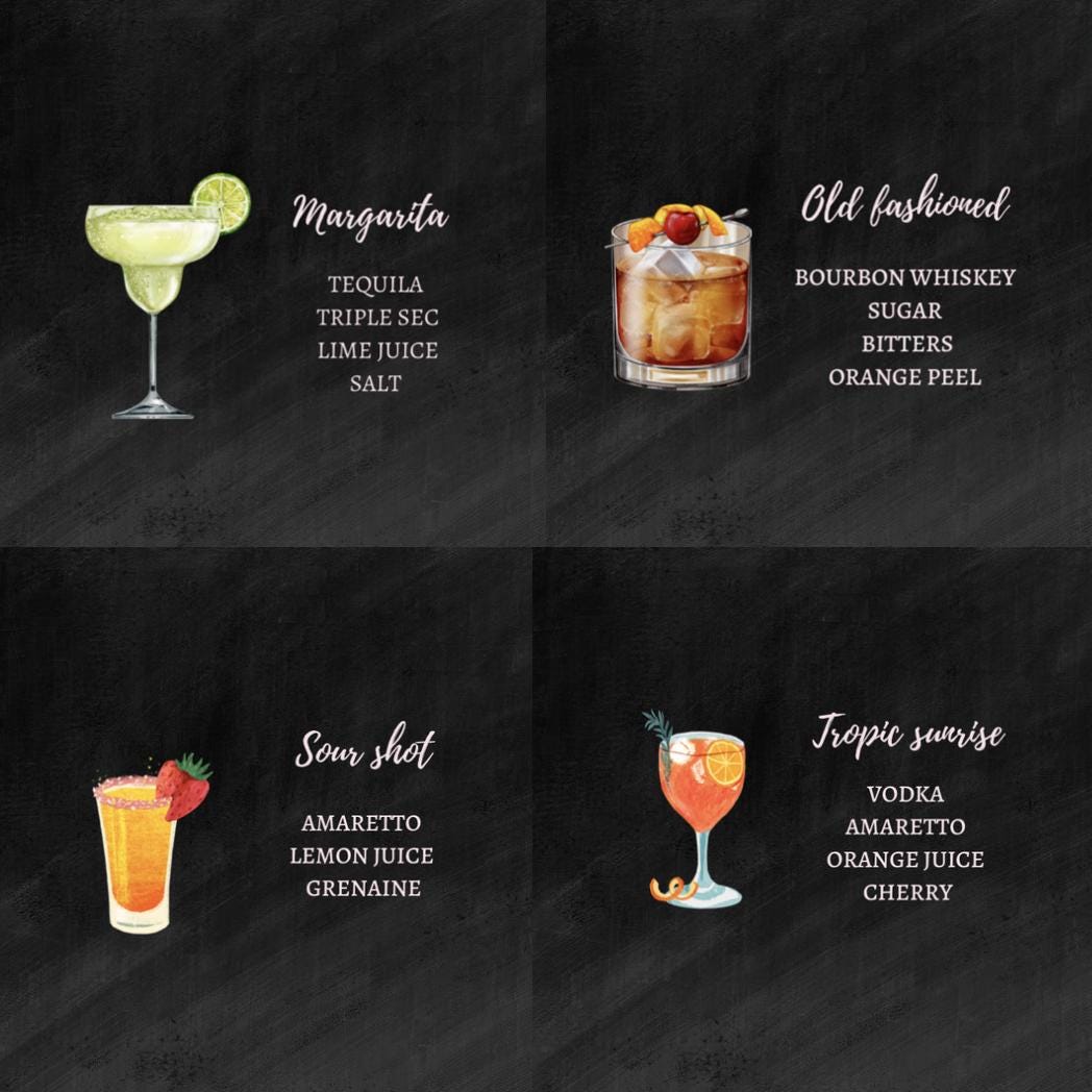 Event Drinks Menu Etsy Event Drinks Menu Etsy