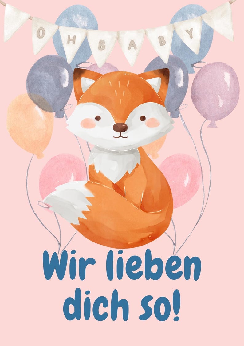 Wir Lieben Dich so Printable Poster for New Baby Arrival DIY Home Print ...