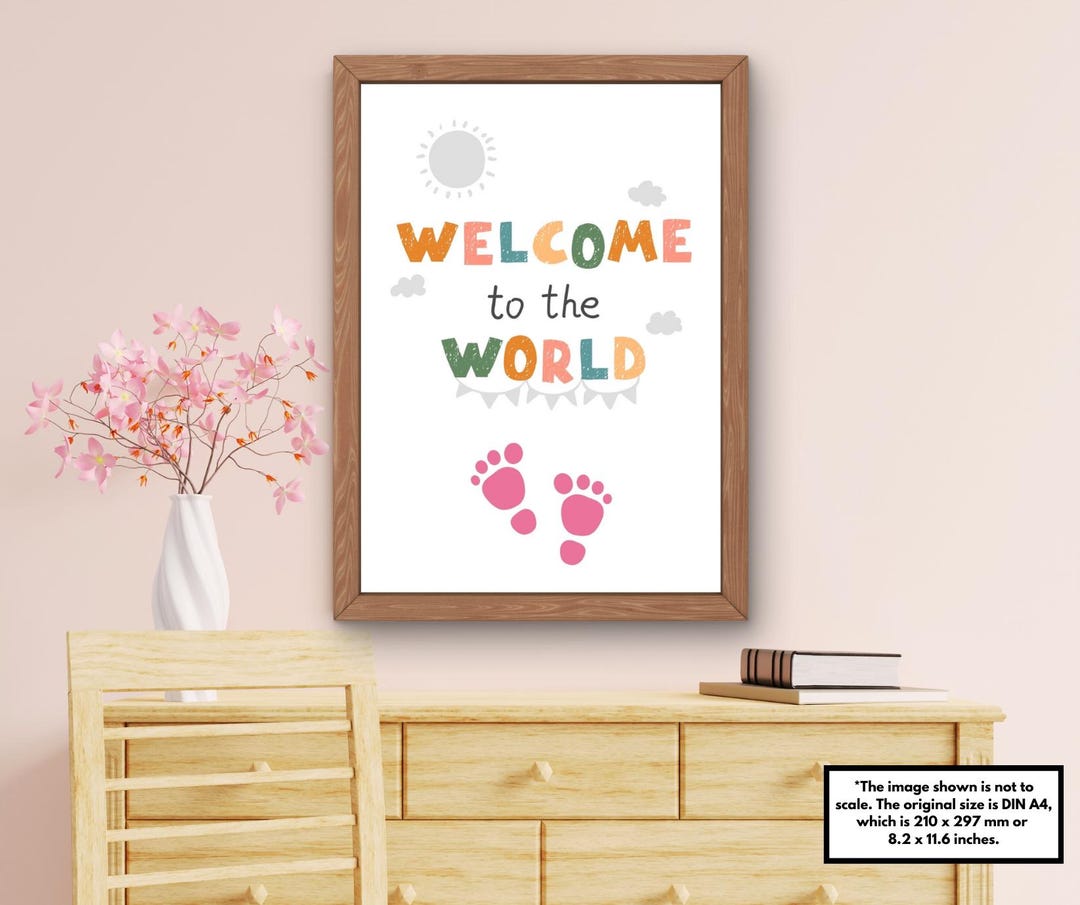Welcome Little One Printable Poster for New Baby Arrival DIY Home Print ...