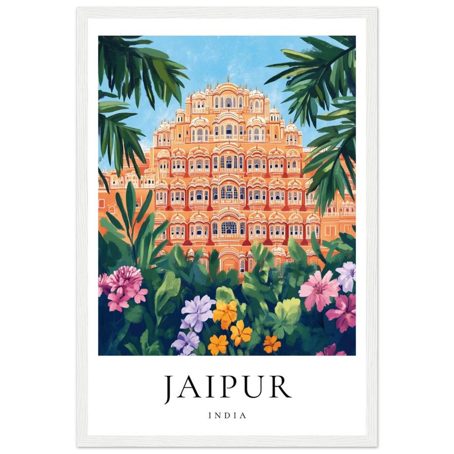 Jaipur, India, Hawa Mahal, Travel Poster Illustration Art Print, A2/A3 ...