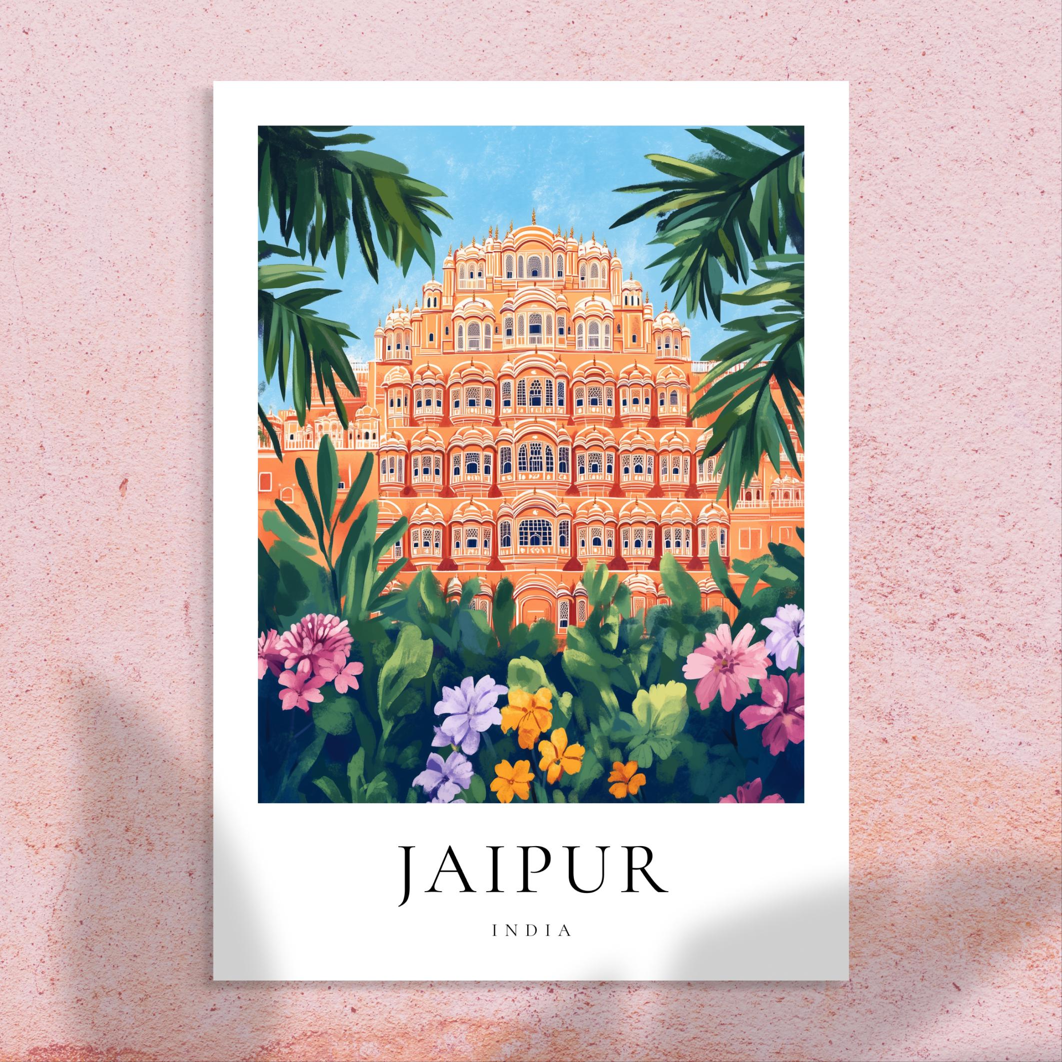 Jaipur, India, Hawa Mahal, Travel Poster Illustration Art Print, A2/A3 ...