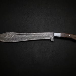 Handmade Damascus Steel Machete: 18'' Hunting Blade With Leather Sheath ...