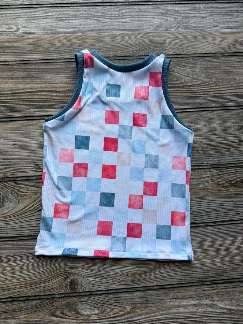 Patriotic Toddler Outfit: Red White Blue Checkered Tank & Shorts - Etsy