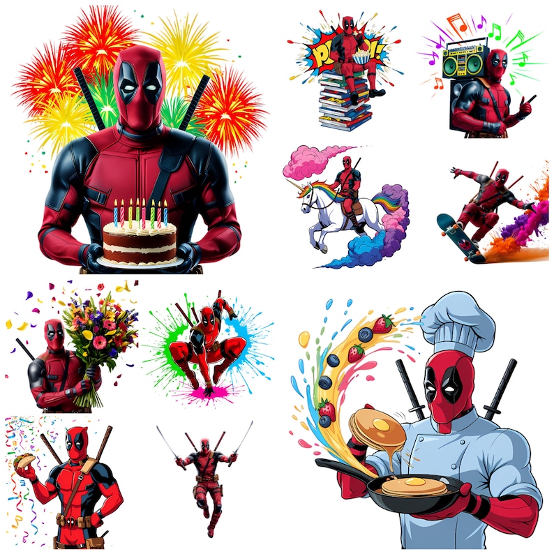 Deadpool Clipart Watercolor Digital PNG File for Sublimation Superhero ...